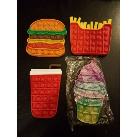 Fidget | Toys | Lot 2 Burger Fries Drink Ice Cream Cone Silicone ...